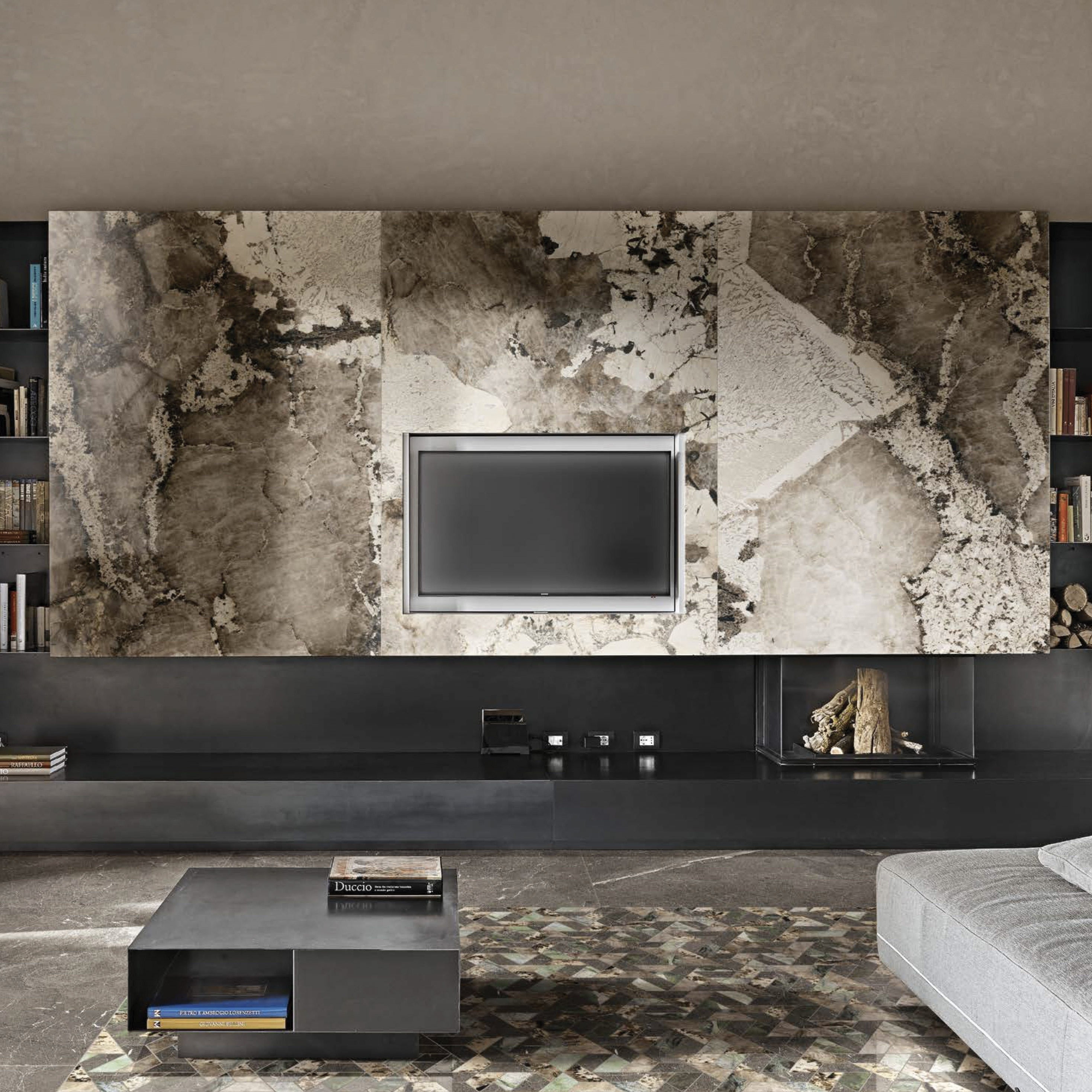 Heritage Flame Big Slab Porcelain Tile with Marble Effect, Glossy, 120