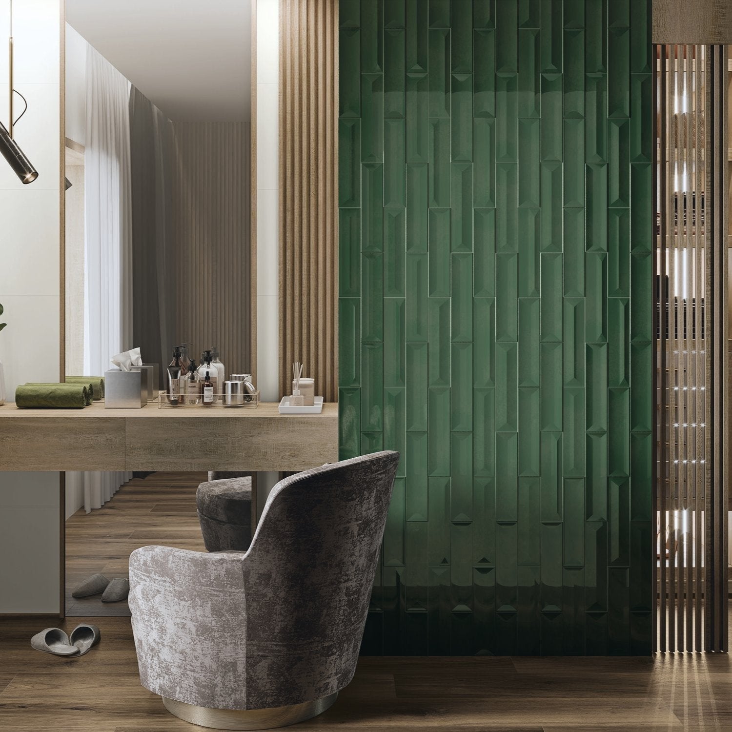 Reality Palm Subway Tile, Glossy, 7.5x30 cm, 9 mm