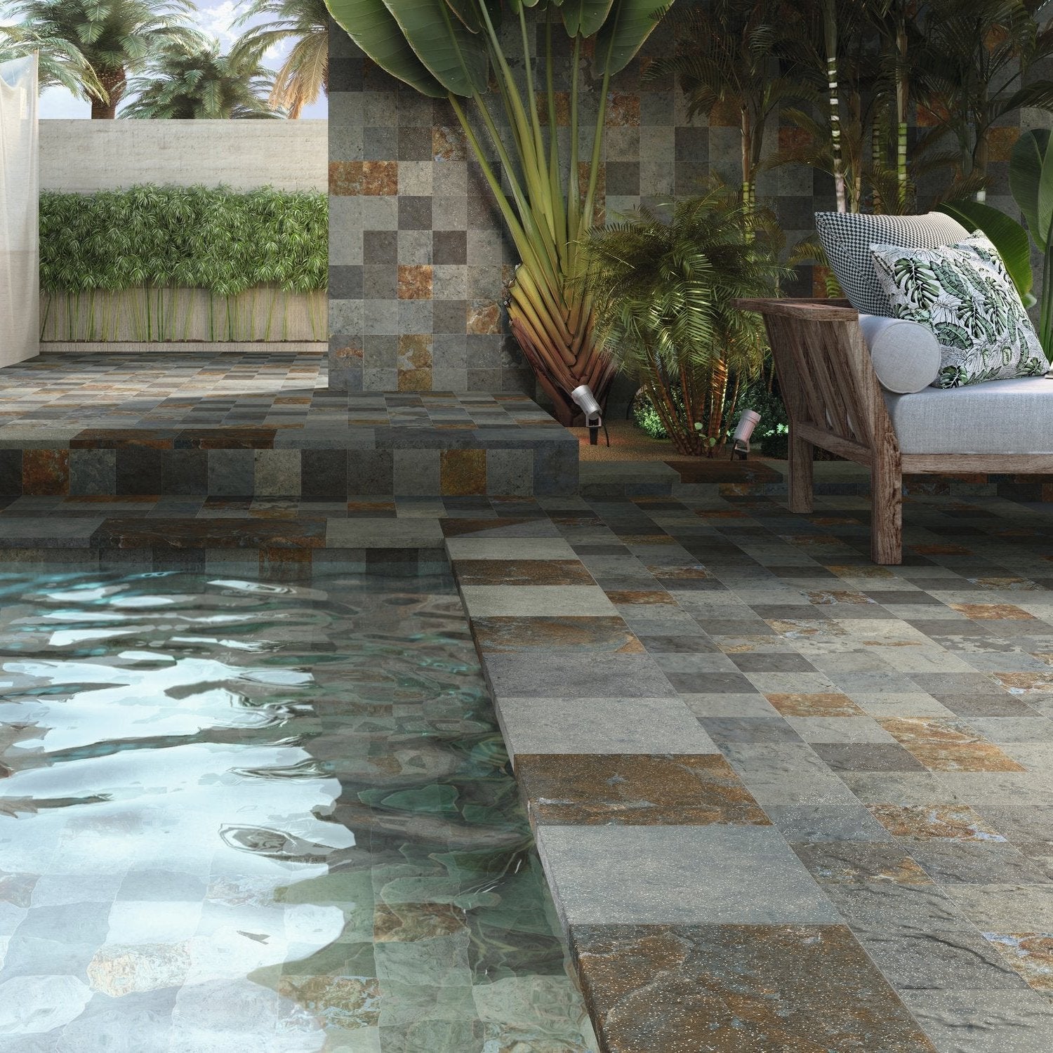 Pierre De Bali Pool Tile, Matt, 15x15 cm, 9 mm