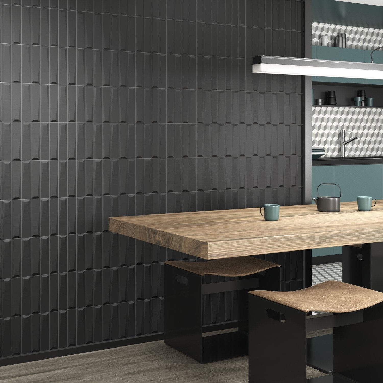 Pyramid Night Subway Tile, Matt, 5x20 cm, 12 mm