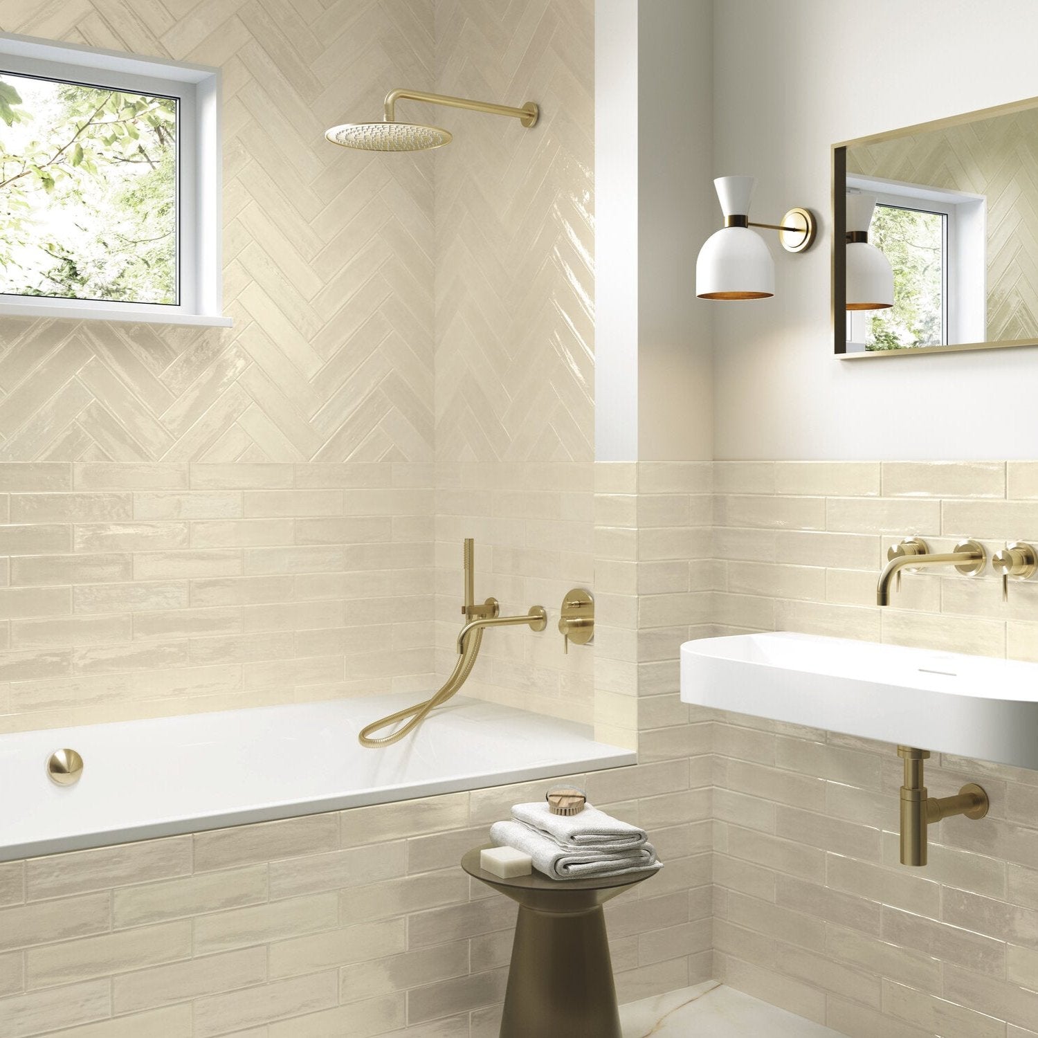 Mud Ivory Subway Tile, Glossy, 7.5x30 cm, 8 mm