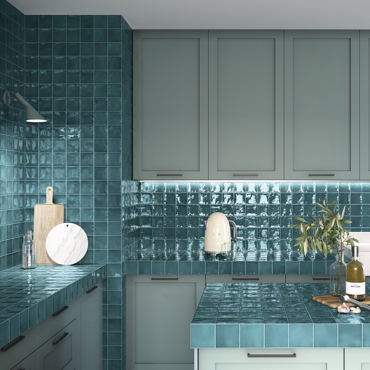 Seville Glacier Tile, Blue, Glossy, 10x10 cm, 9 mm