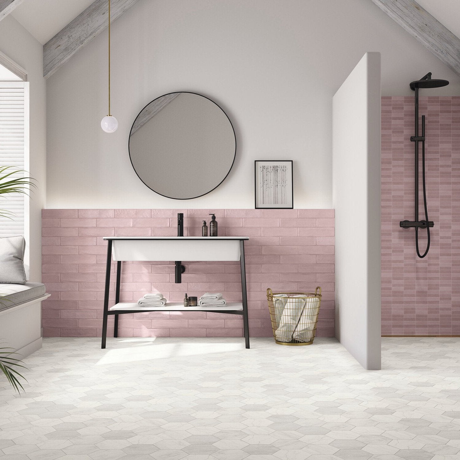 Acquarella Rose Pink Subway Tile, Matt, 7.5x30 cm, 8 mm